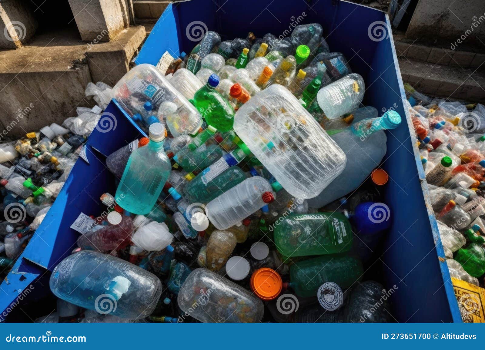 Plastic Bottle Garbage Bin Overflowing with Plastic Bottles Stock ...