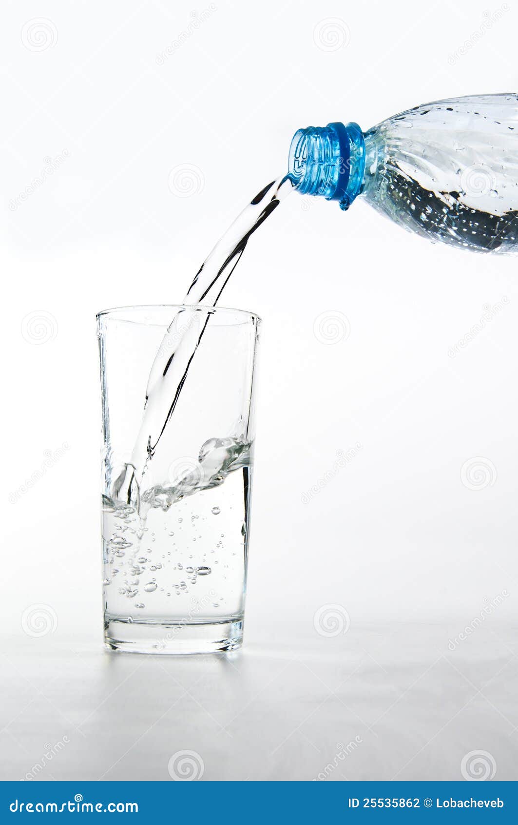 Plastic Bottle and Glass of Water Stock Photo - Image of shot ...