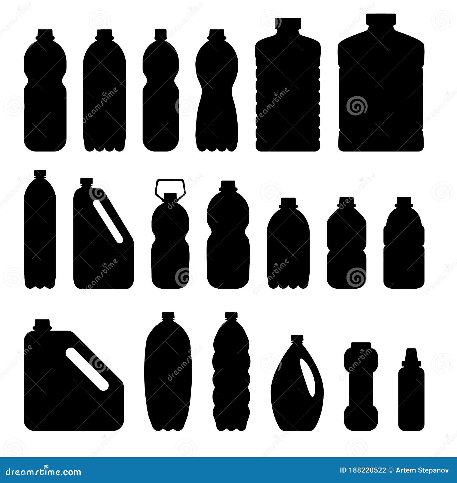 Plastic Bottle Icon. Plastics Silhouettes, Plastic Package Symbols ...