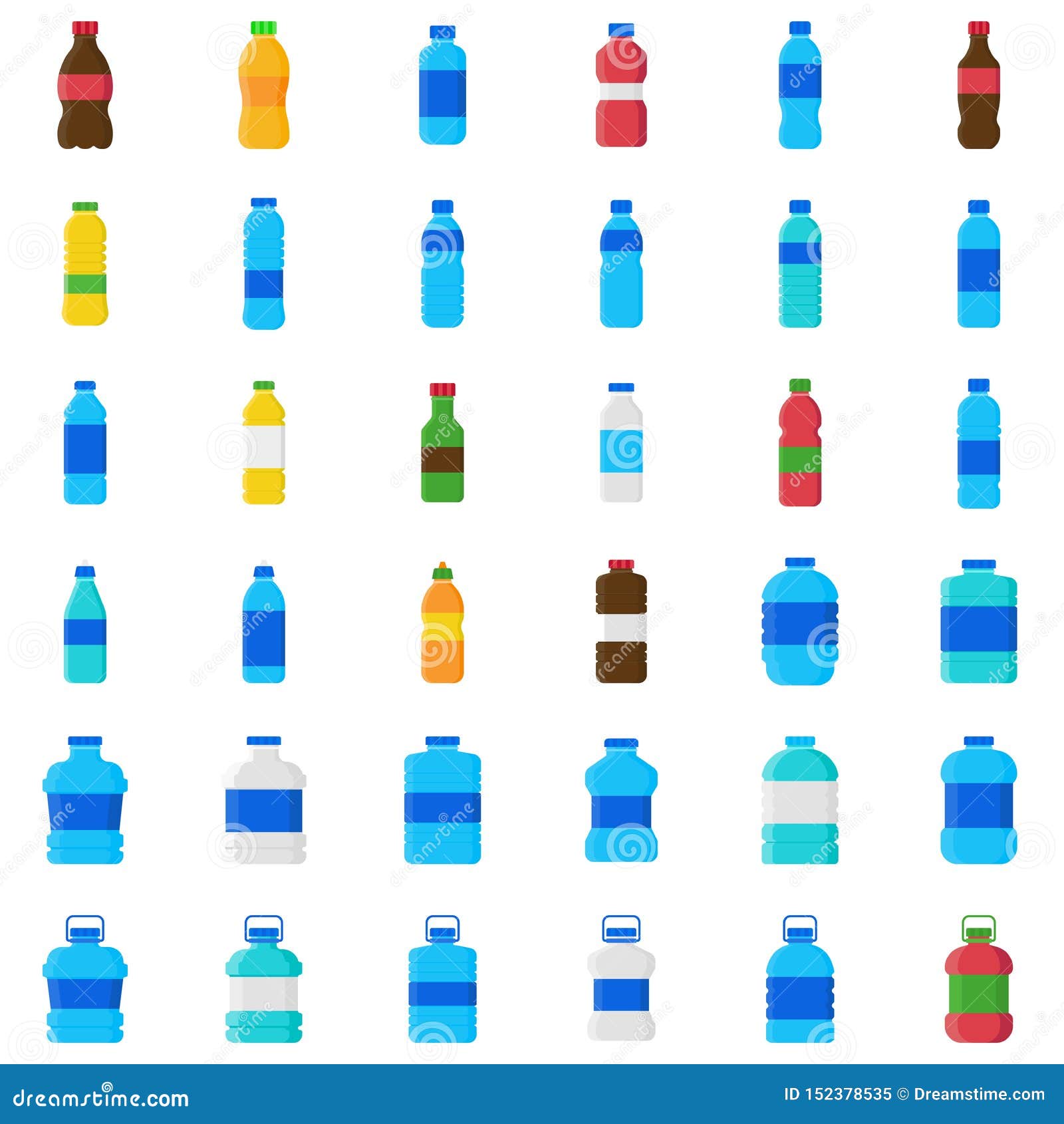 Plastic Bottle Icon Set Vector Illustration, Flat Style Stock Vector ...
