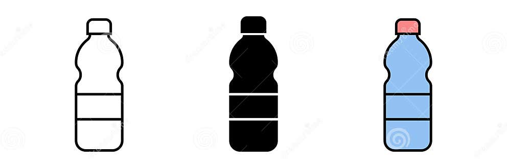 Plastic Bottle Icons Collection Set Stock Illustration - Illustration ...
