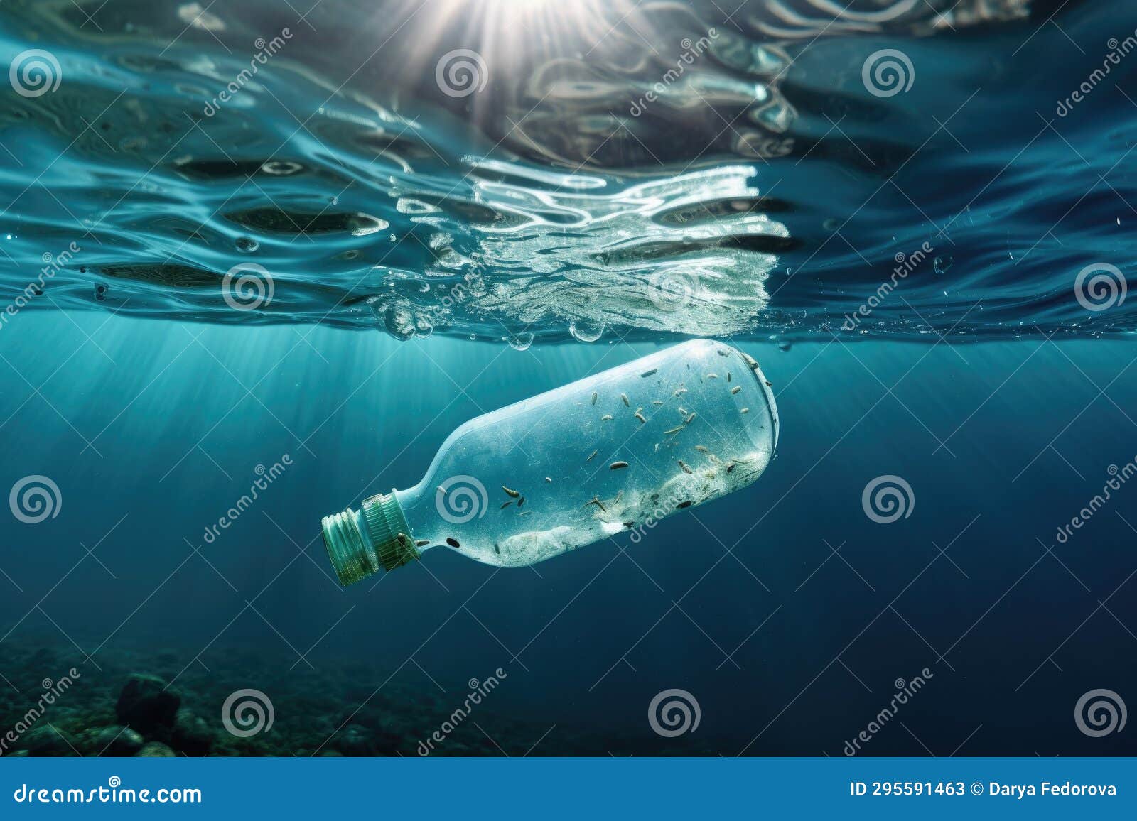 Plastic Bottle in the Ocean. World Plastic Pollution Stock Image ...