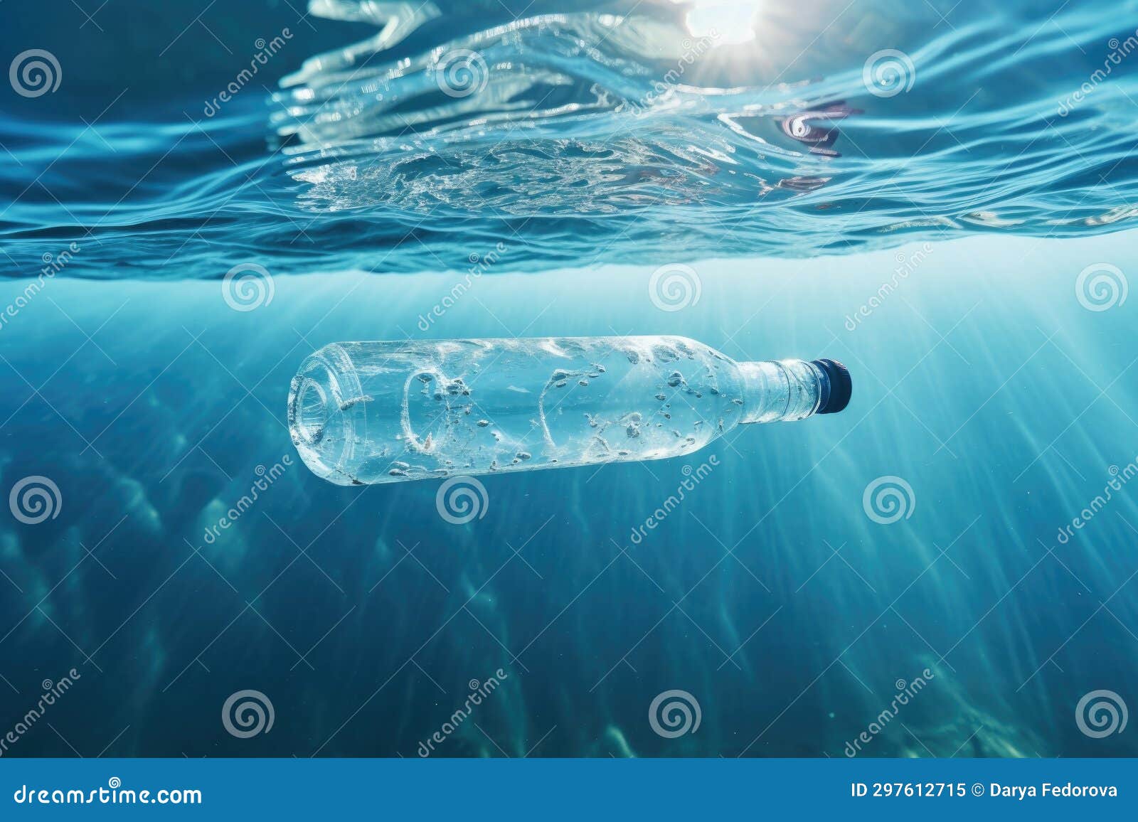 Plastic Bottle in the Ocean. World Plastic Pollution Stock Image ...