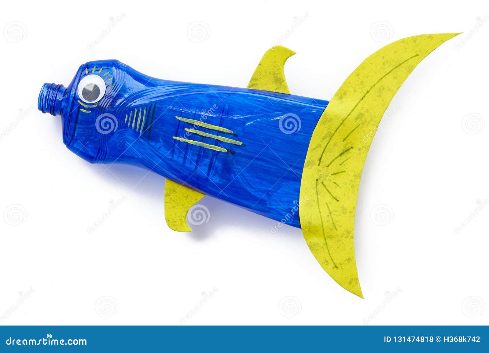 Plastic Bottle Recycled in a Fish Figure. Reuse Garbage. Isolated Stock ...