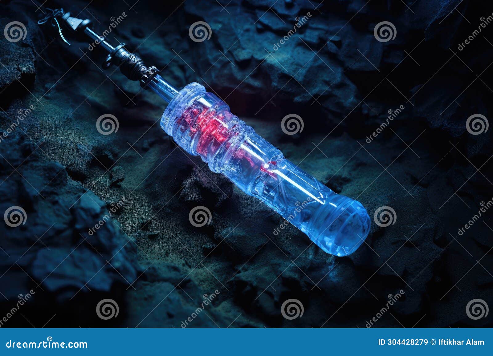 A Plastic Bottle with a Red Light Shining within, Creating a Visually ...