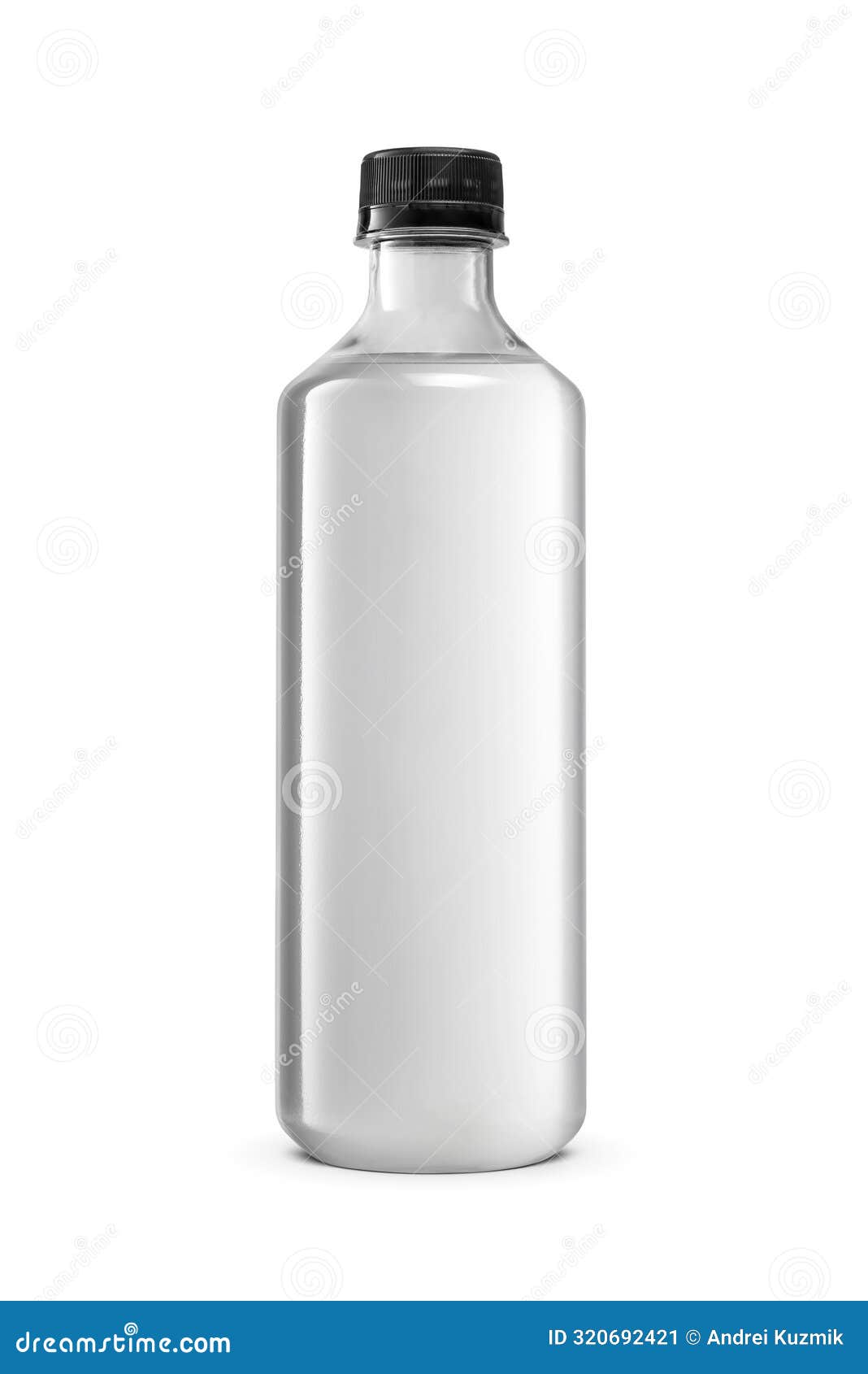 Plastic Bottle of Soda without Label with Black Cap Isolated on a White ...