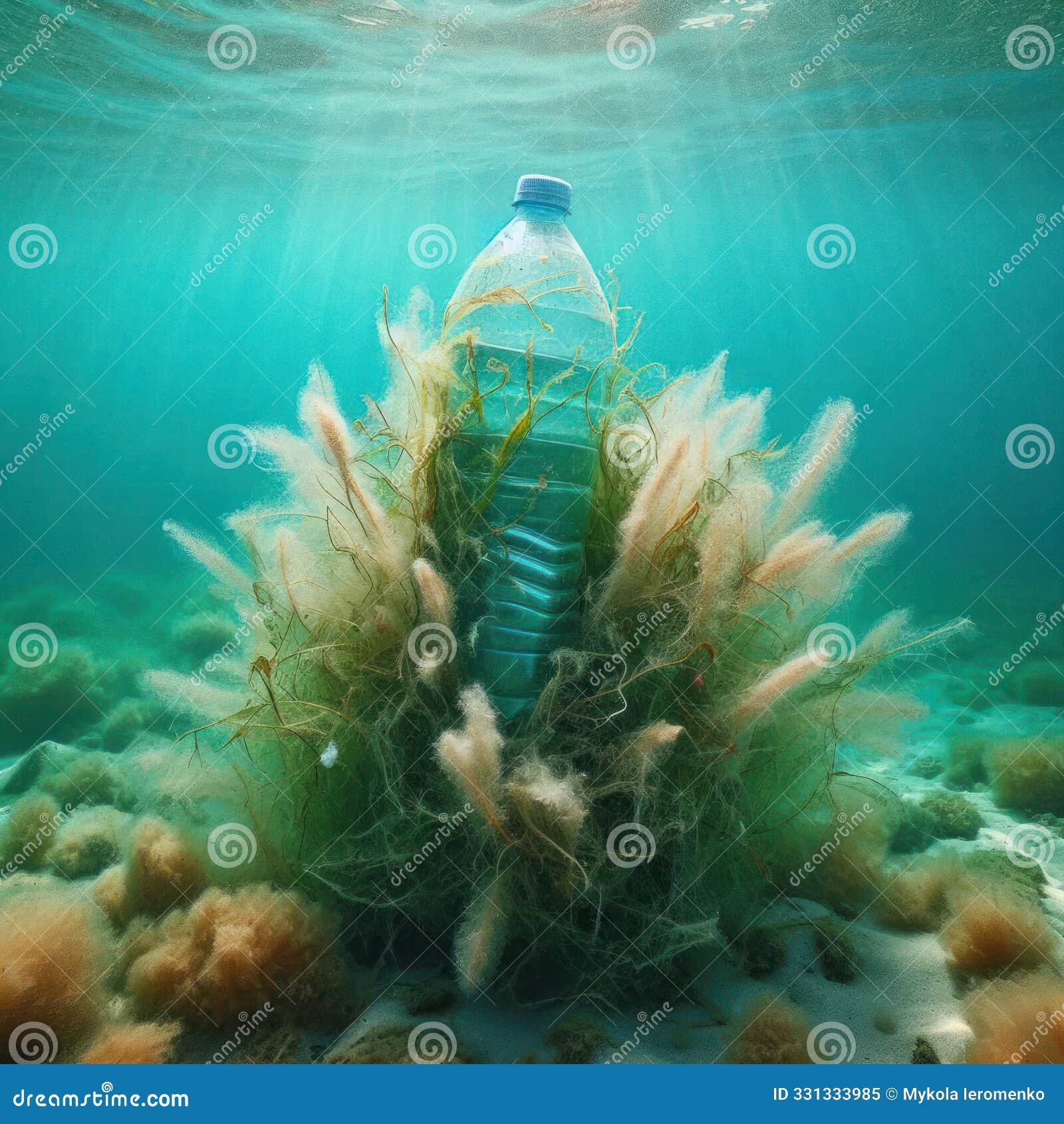 Plastic Bottle Underwater among Algae. Stock Image - Image of ...