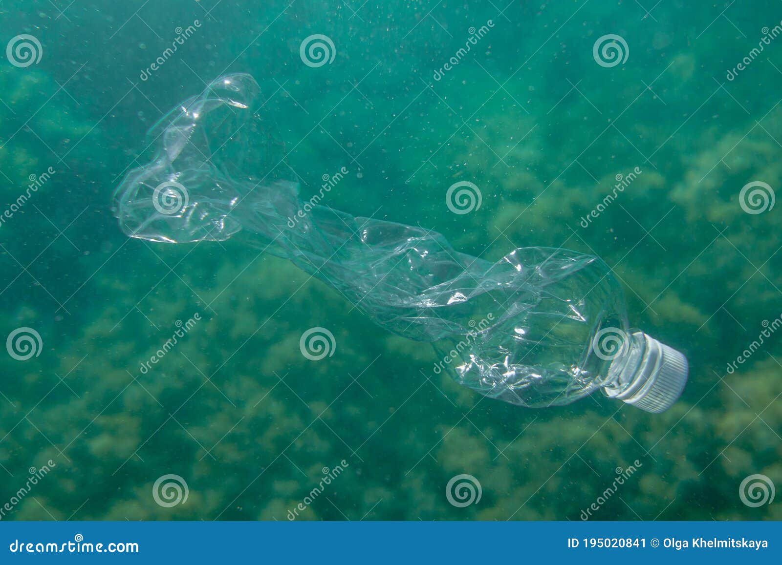 Plastic Bottle Underwater at the Bottom of the Ocean. Planet Pollution ...