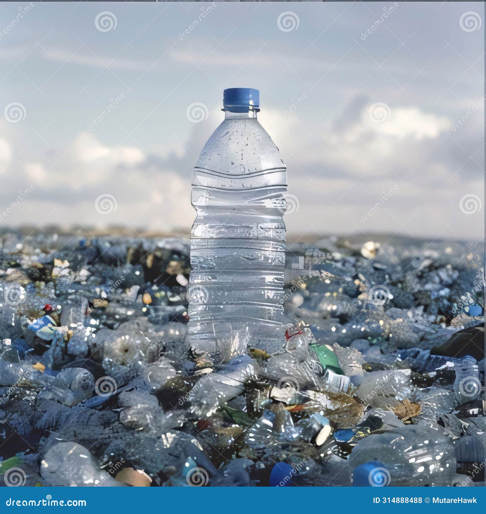 Plastic Bottle of Water on Garbage Dump. Pollution of Environment ...