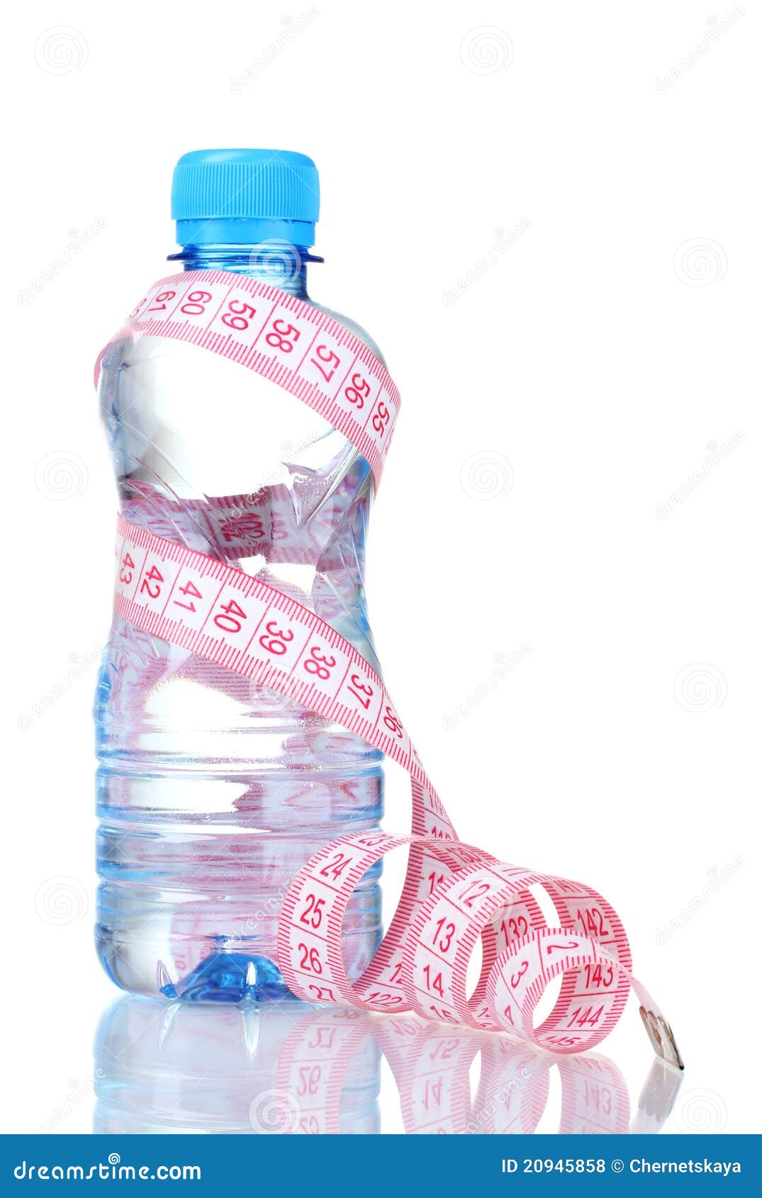Plastic Bottle with Water and Measuring Tape Stock Photo - Image of ...