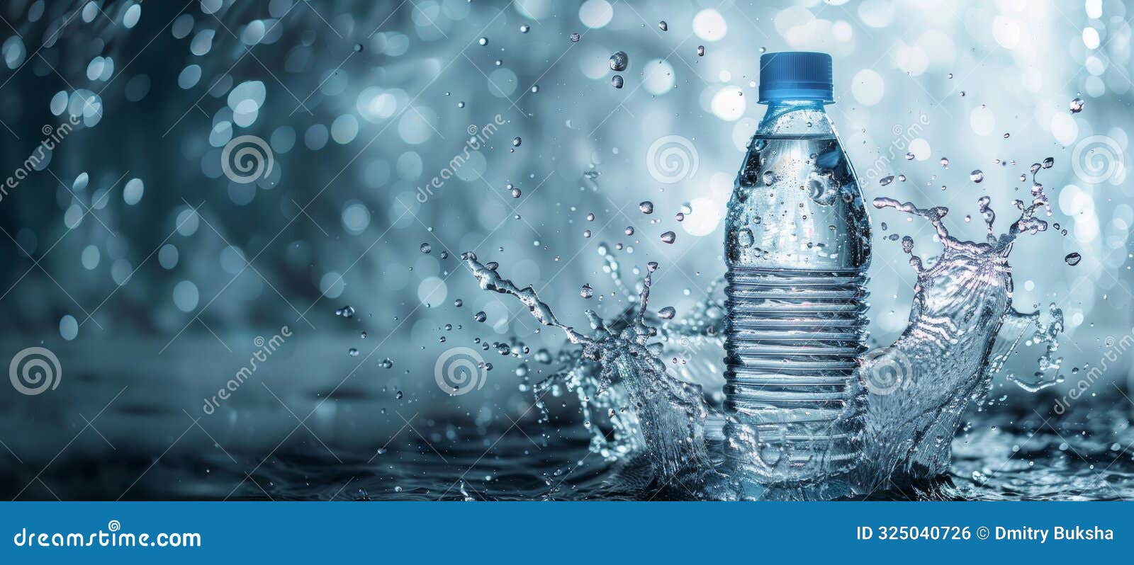 A Plastic Bottle of Water Splashes into a Clear Blue Ocean, Creating a ...