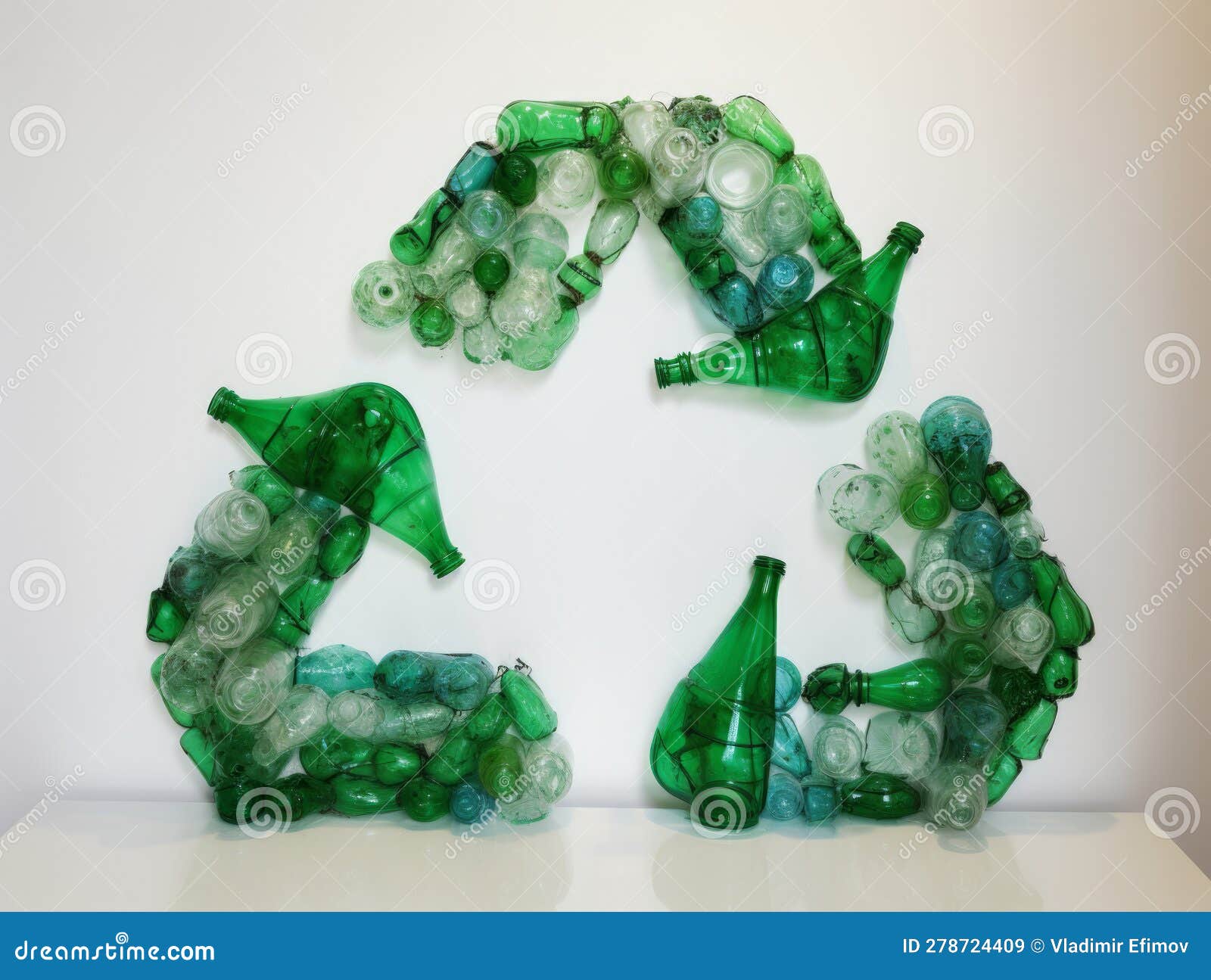 Plastic Bottles Arranged in the Shape of a Refuse Reuse Recycling Sign ...