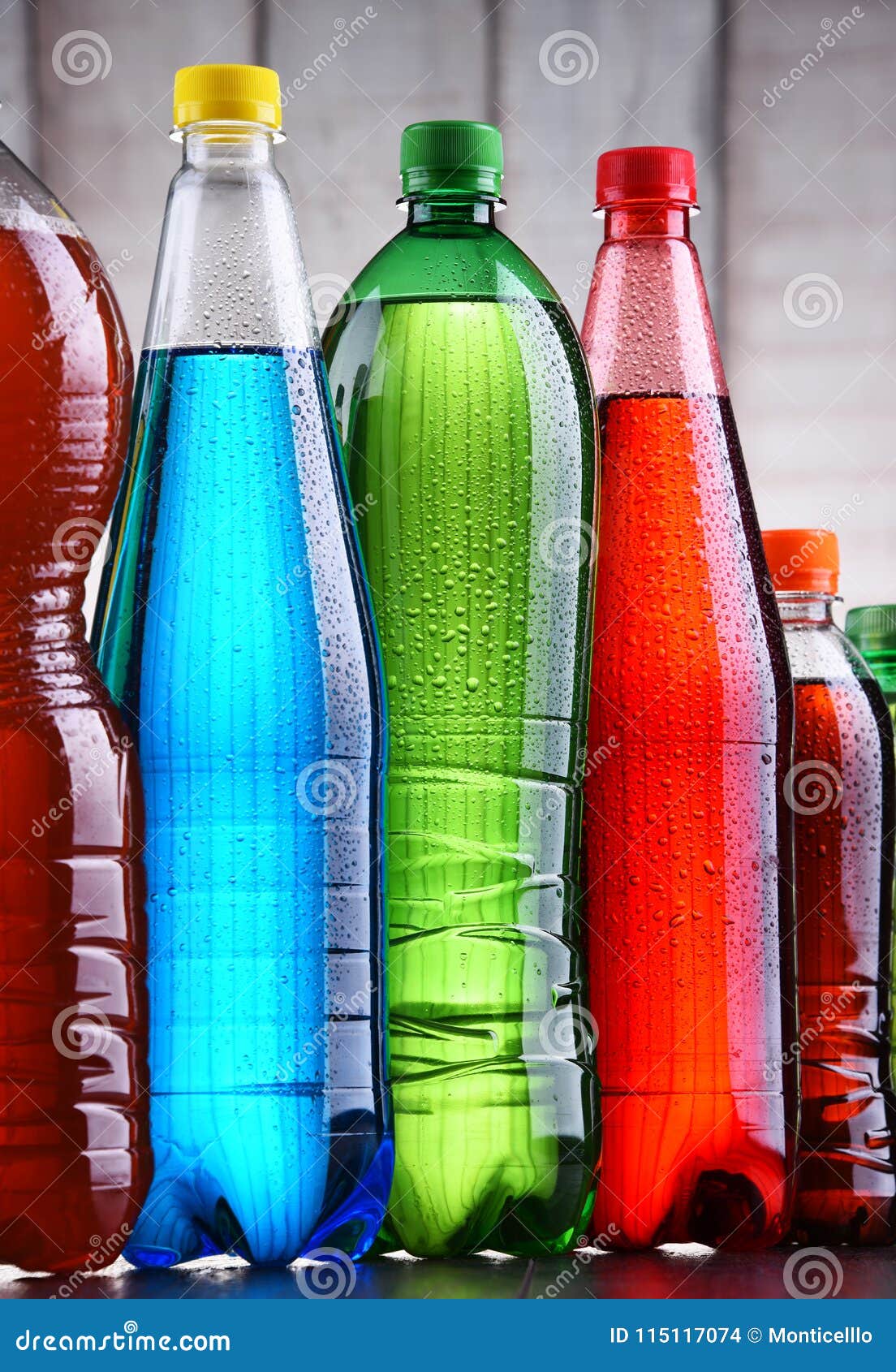 Plastic Bottles of Assorted Carbonated Soft Drinks Stock Photo - Image ...