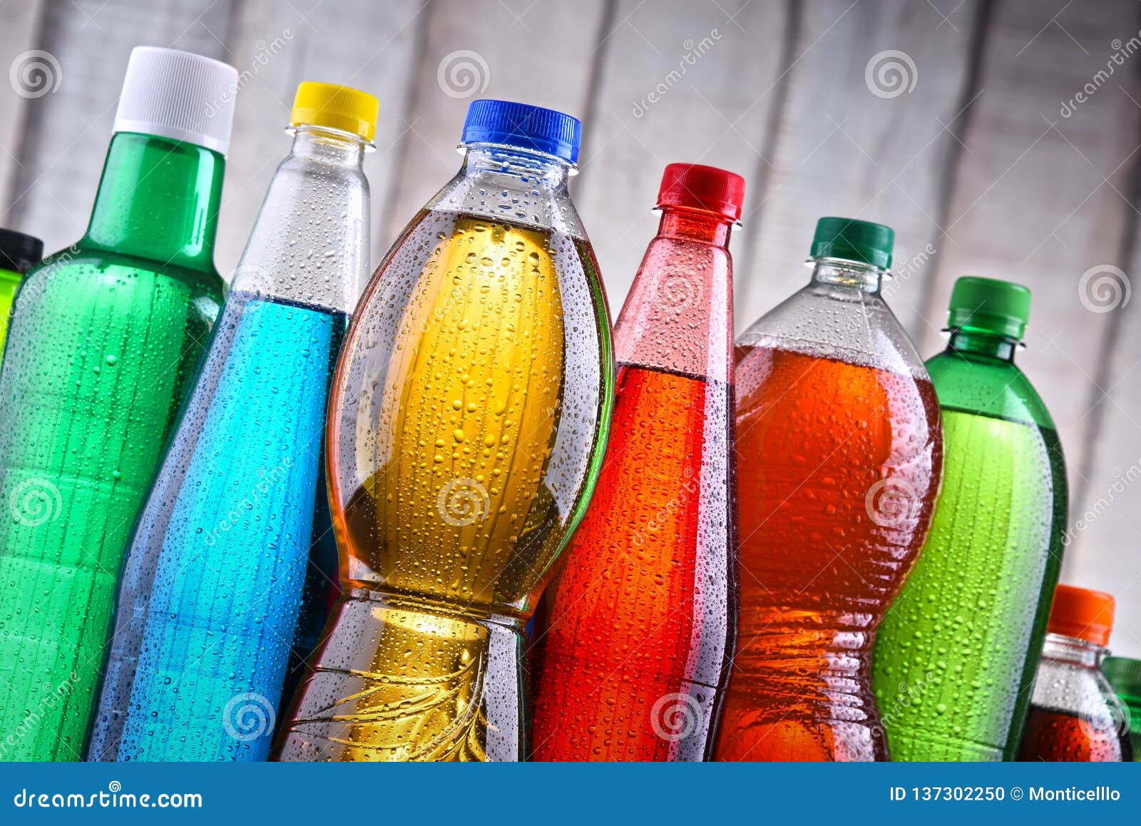Plastic Bottles of Assorted Carbonated Soft Drinks Stock Photo - Image ...
