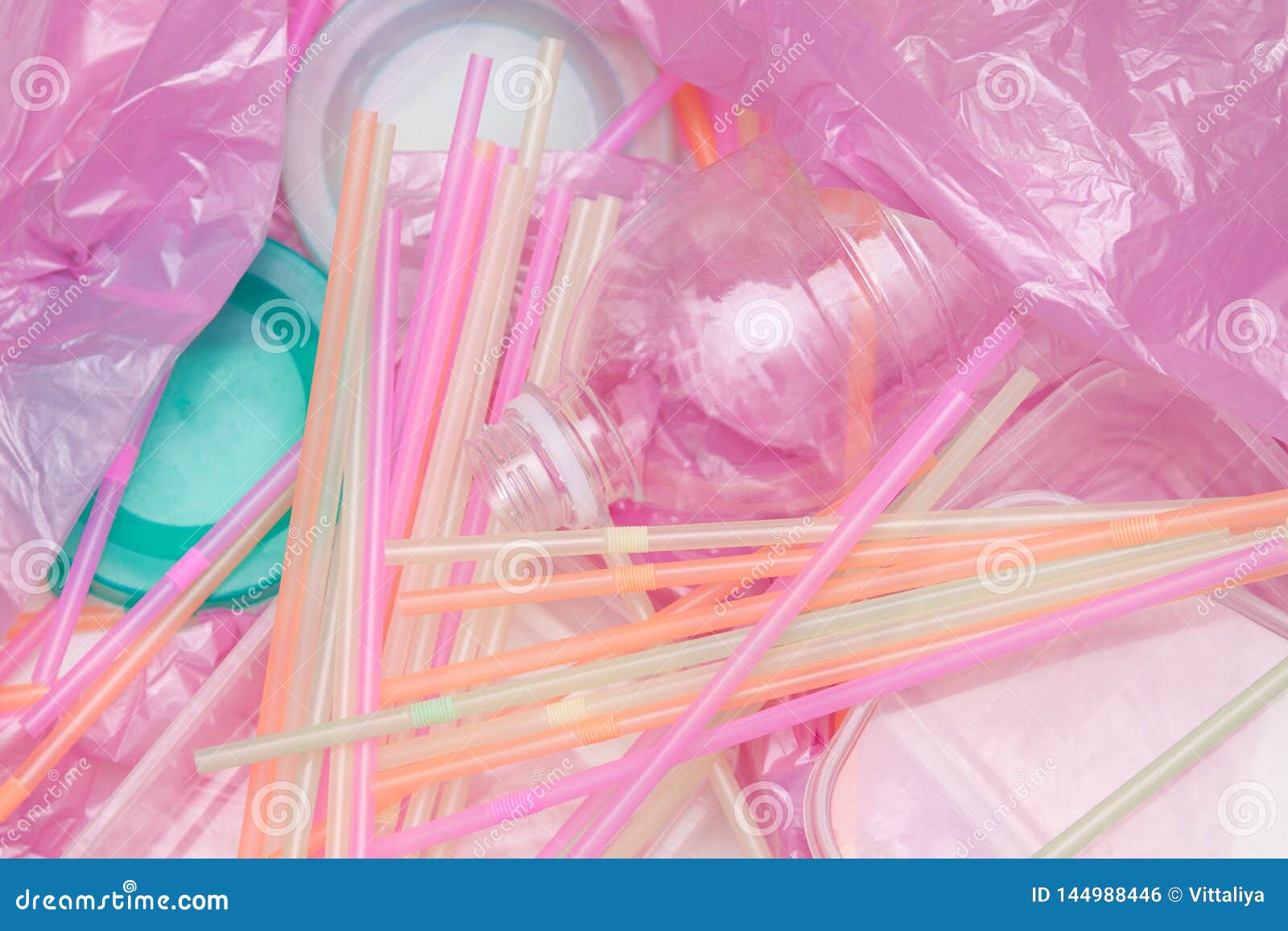 Plastic Bottles, Bags, Straws, Container Stock Photo - Image of bags ...