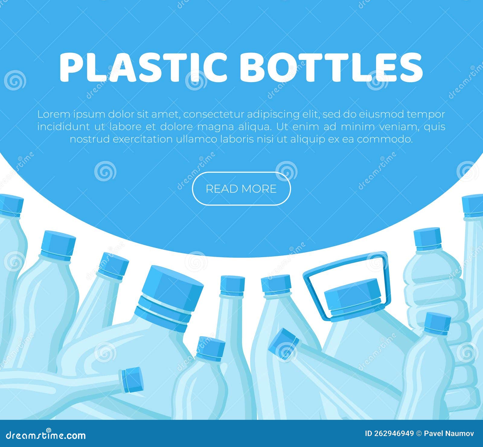 Plastic Bottles Banner Template with Space for Text. Stop Plastic ...