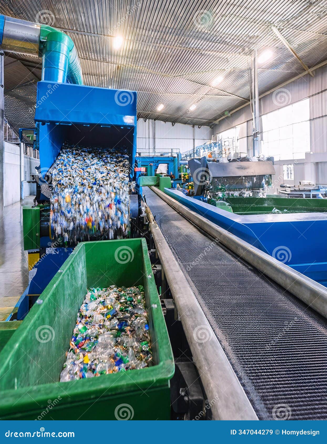 Plastic Bottles Being Processed in a Recycling Facility Stock ...