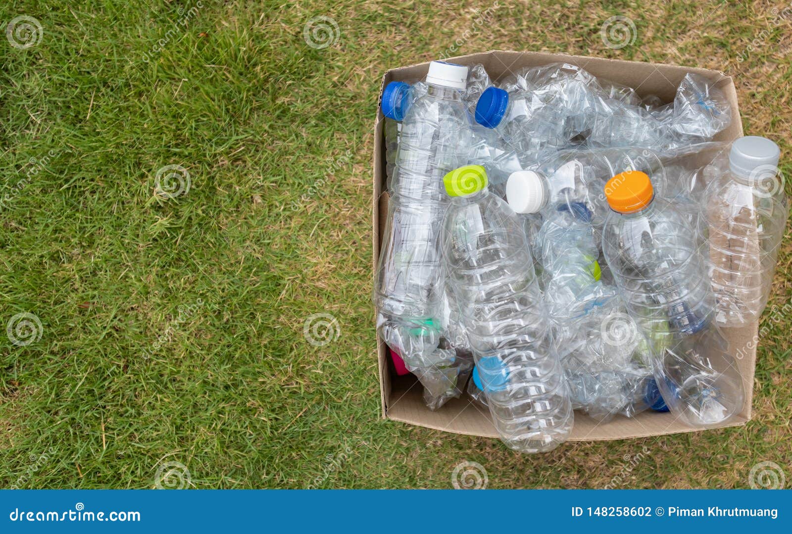Plastic Bottles in Brown Recycle Garbage Box Stock Photo - Image of ...