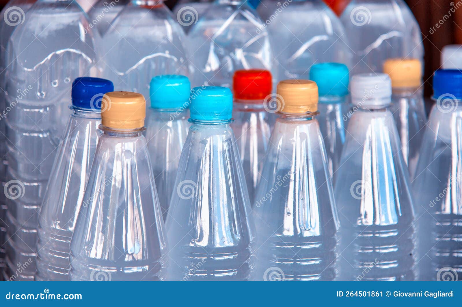 Plastic Bottles with Colourful Caps Stock Image - Image of clean ...