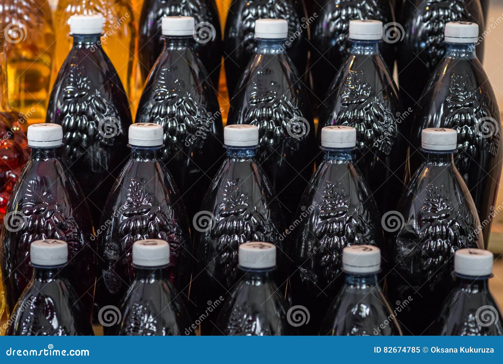 Plastic Bottles Filled with Wine Stock Image - Image of freight ...