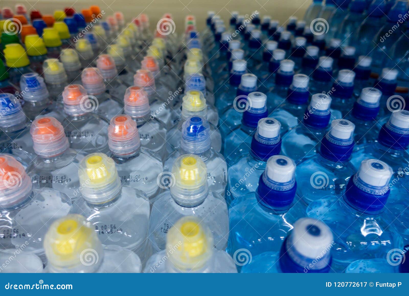 Plastic Bottles with Multi-colored Caps Stock Image - Image of bottle ...