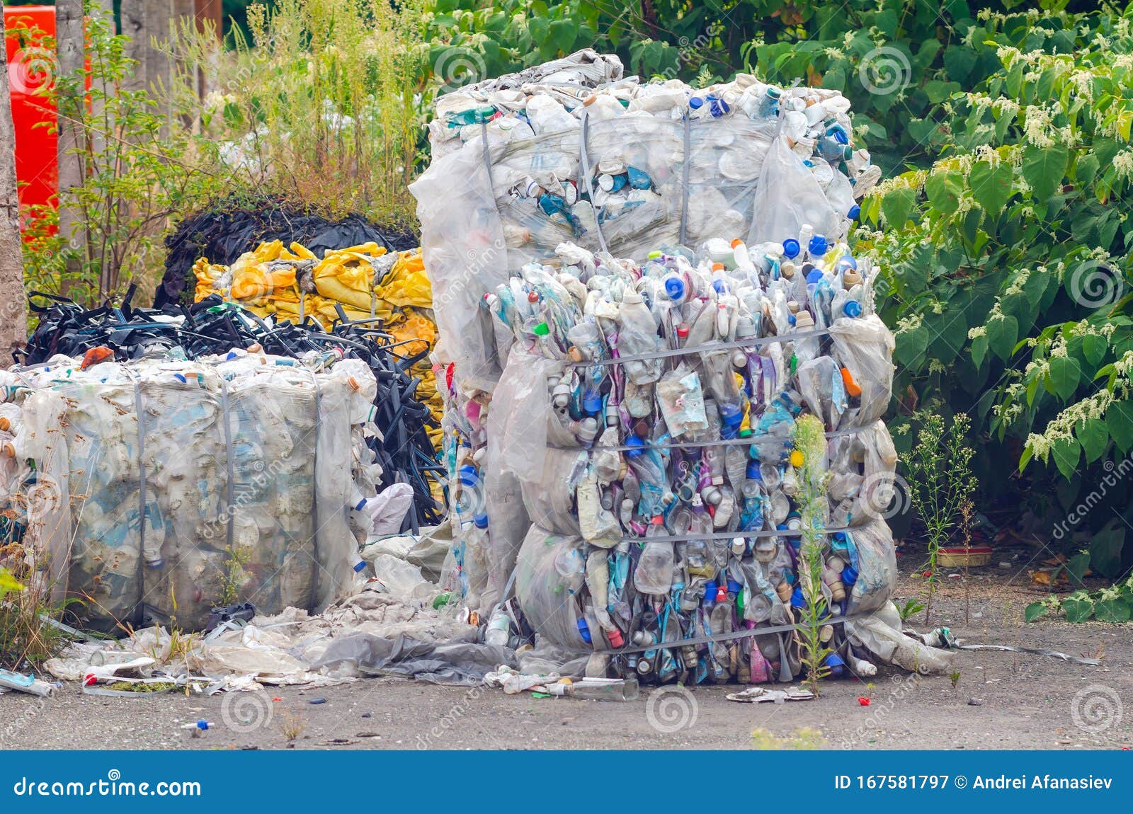 Plastic Bottles Pressed into Bales, Preparation for Processing Stock ...