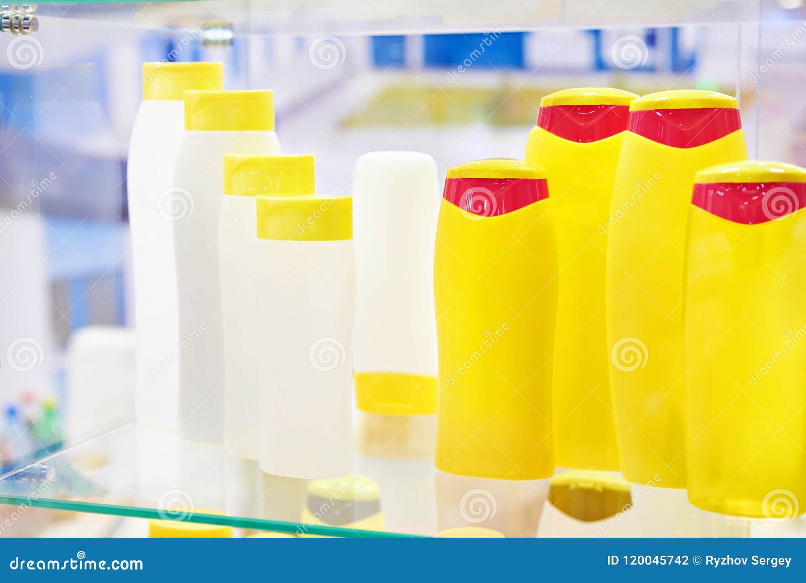 Plastic bottles of shampoo stock photo. Image of bath - 120045742