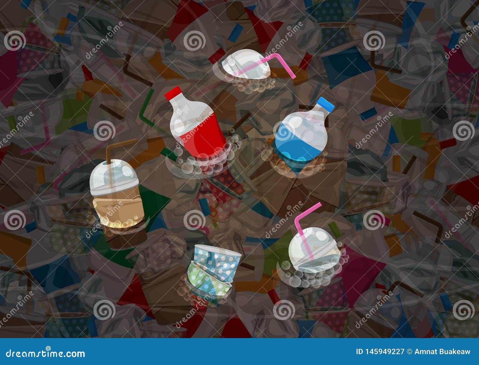 Plastic Bottles Waste Float on the Water Top View, Rotten Dirty Surface ...