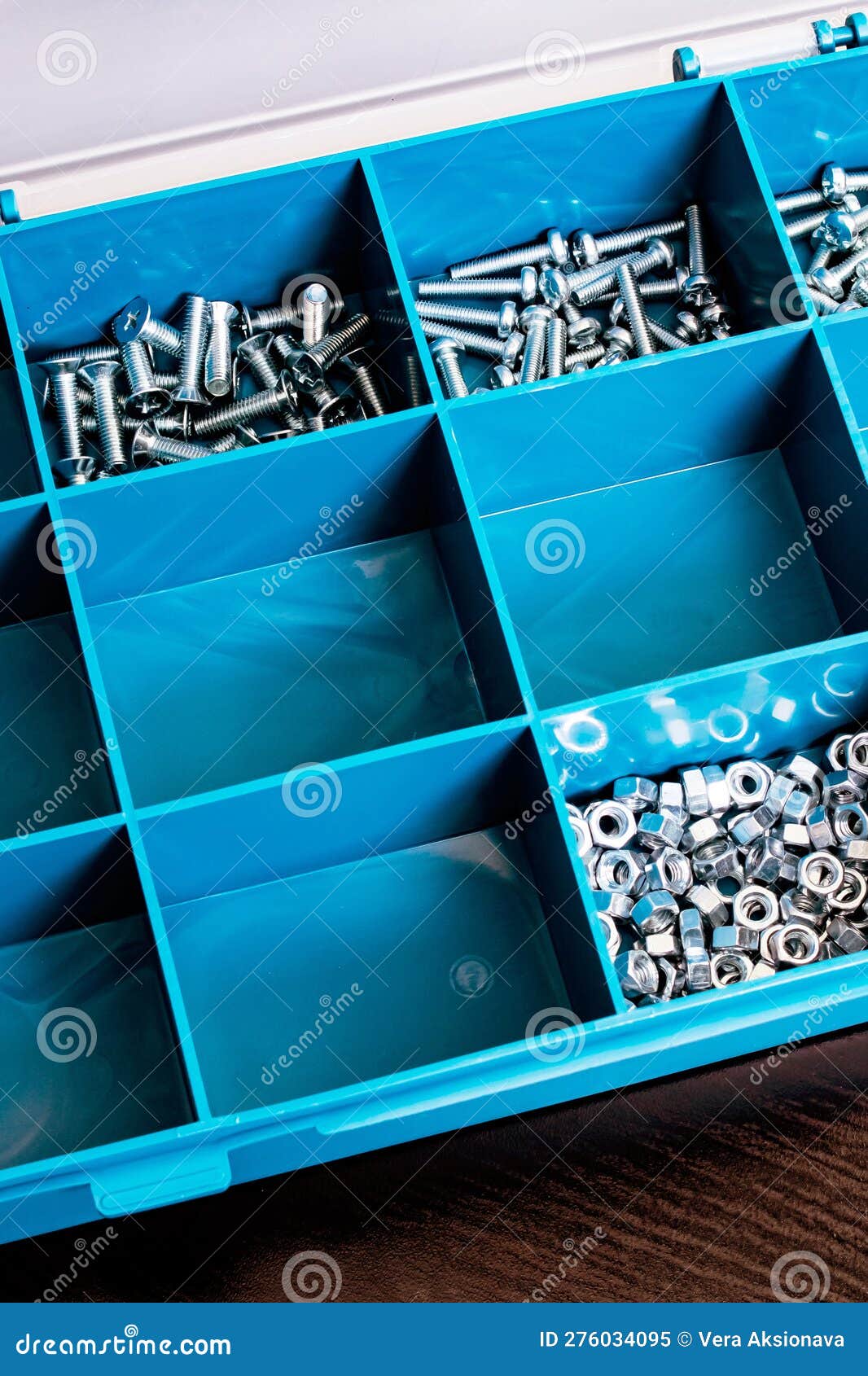 Plastic Box with Cells on Wooden Table Stock Image - Image of ...