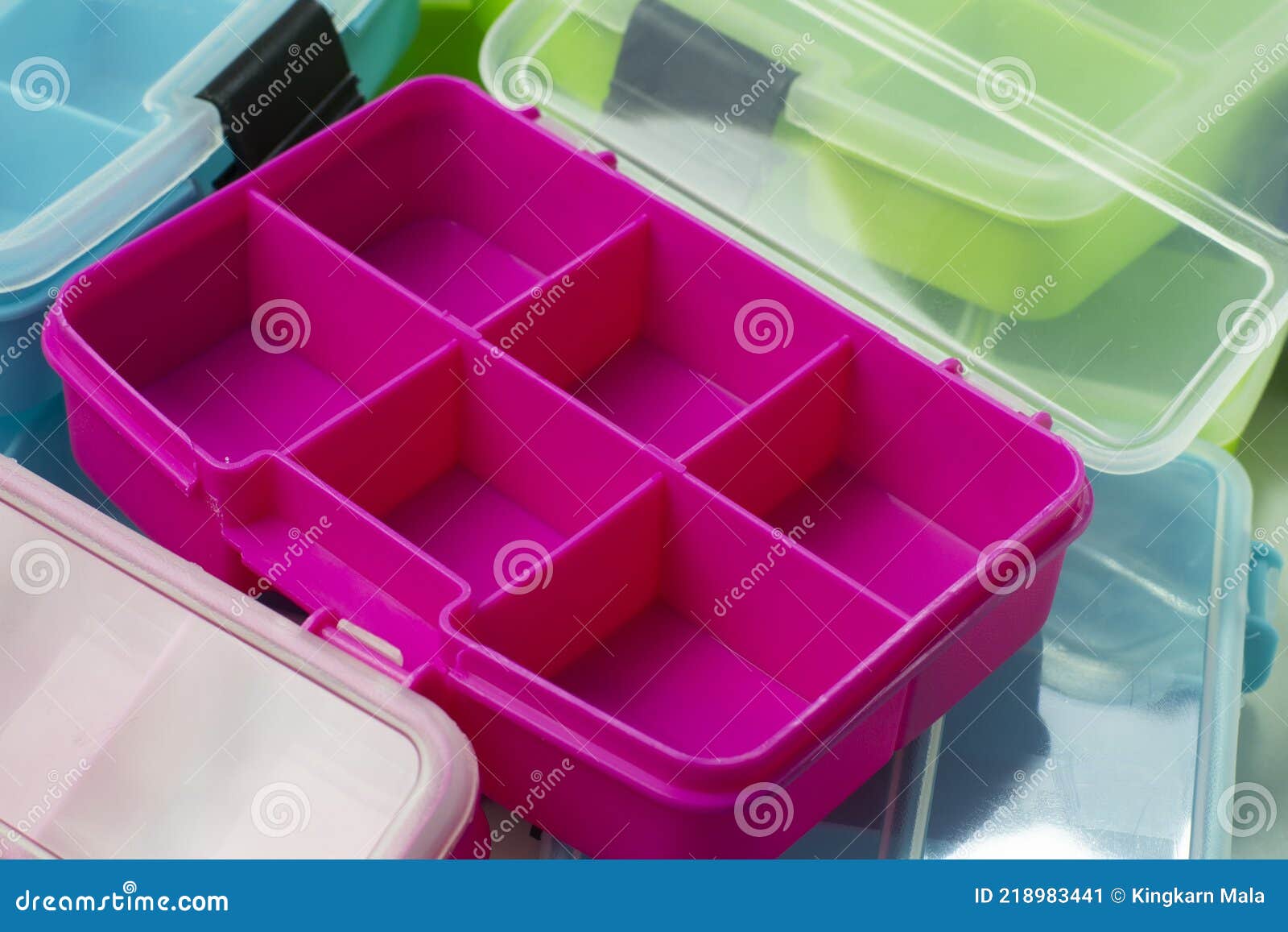 Plastic Box with Compartments for Small Stock Image - Image of full ...