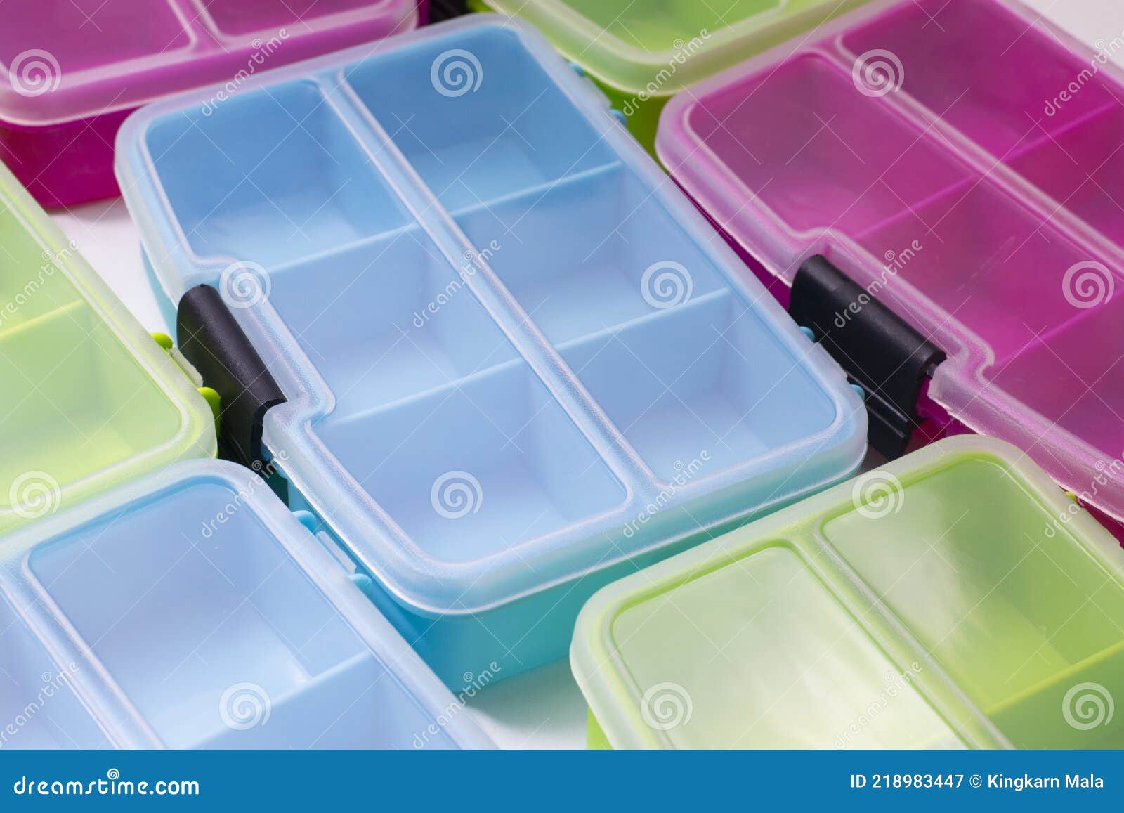 Plastic Box with Compartments for Small Stock Image - Image of organize ...