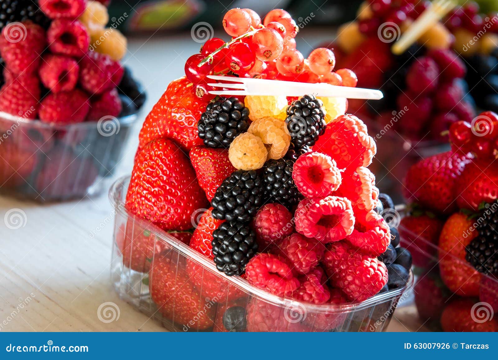 Plastic Box of Fresh Healthy Fruit Stock Photo - Image of berry, summer ...