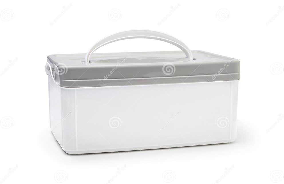 Plastic Box with Handle Isolated on White Stock Photo - Image of ...