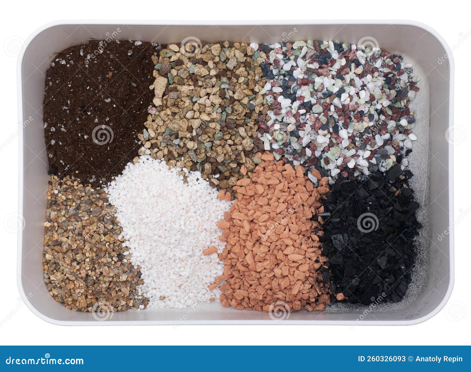 Plastic Box with Substrate Soil for Transplanting Houseplants Isolated ...