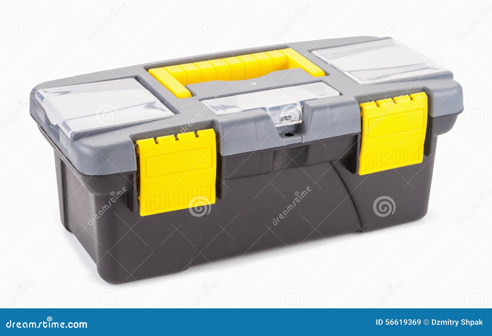 Plastic Box with Tools Isolated on White Background Stock Image - Image ...