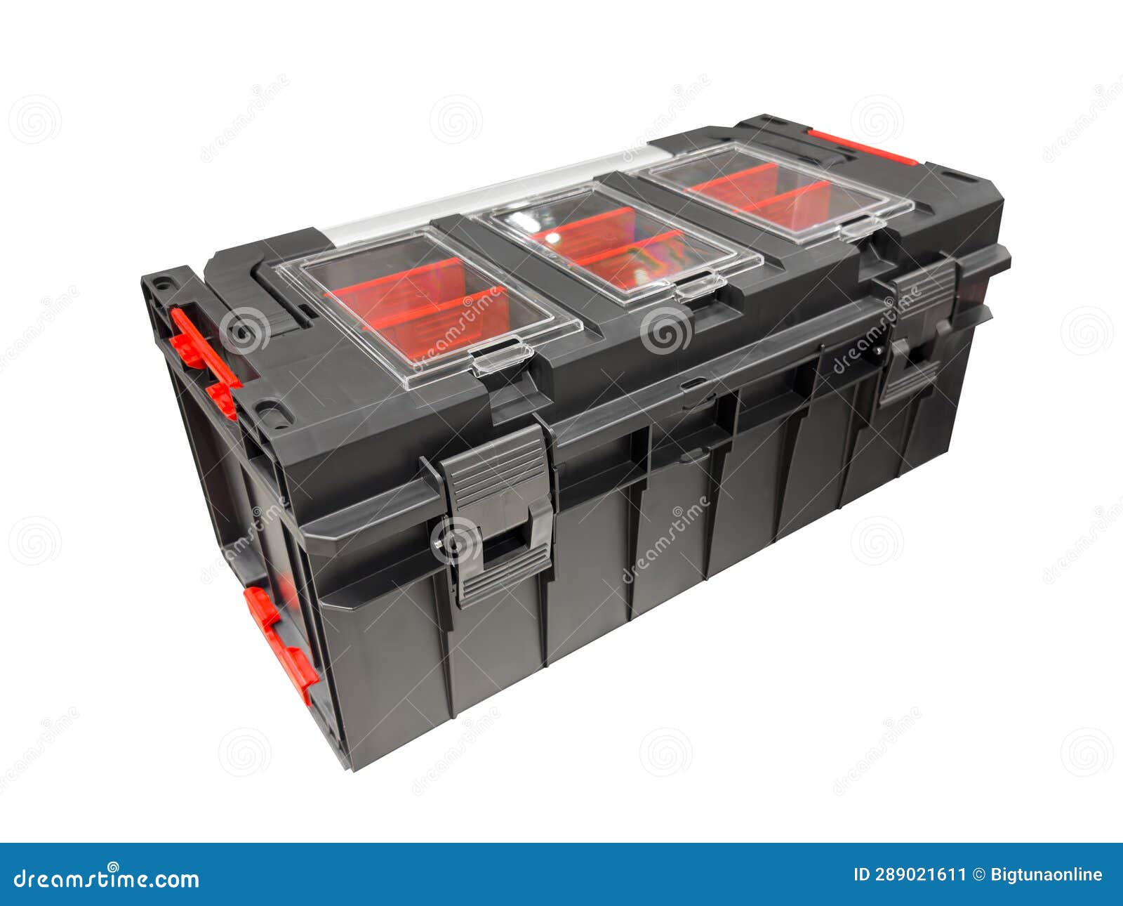 Plastic Box with Yellow Locks for Repair Tools Isolated Over White ...