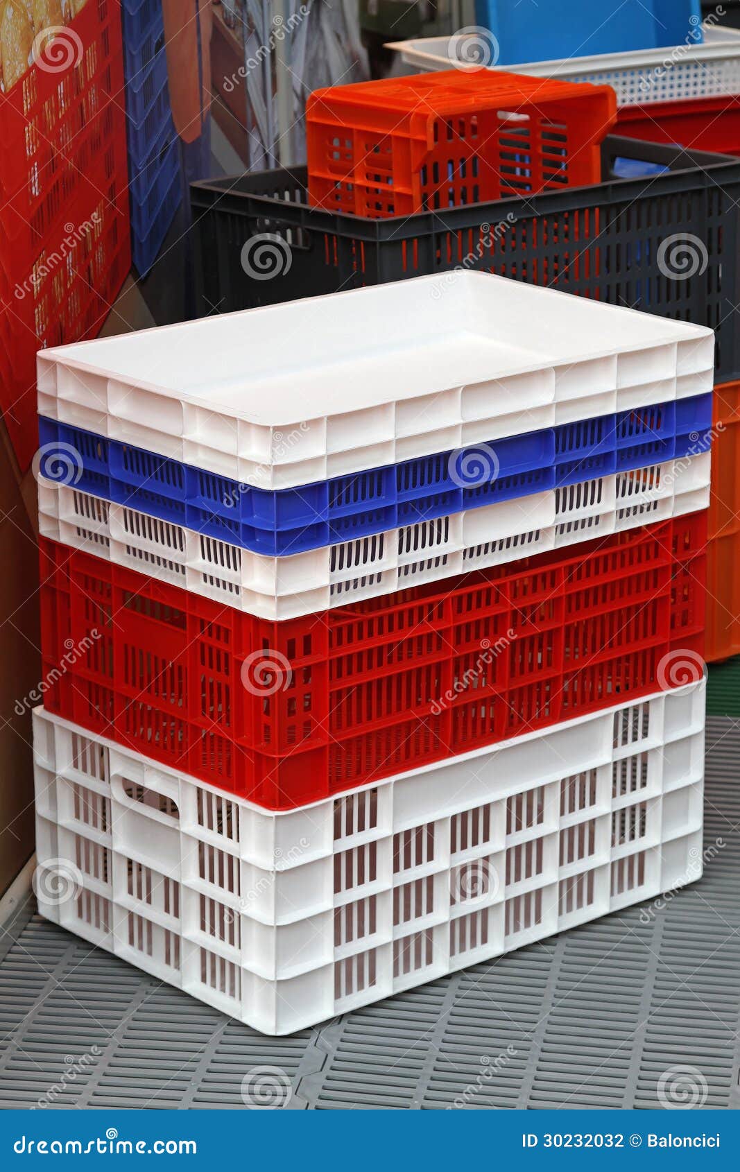 Plastic crates stock photo. Image of storehouse, warehouse - 30232032