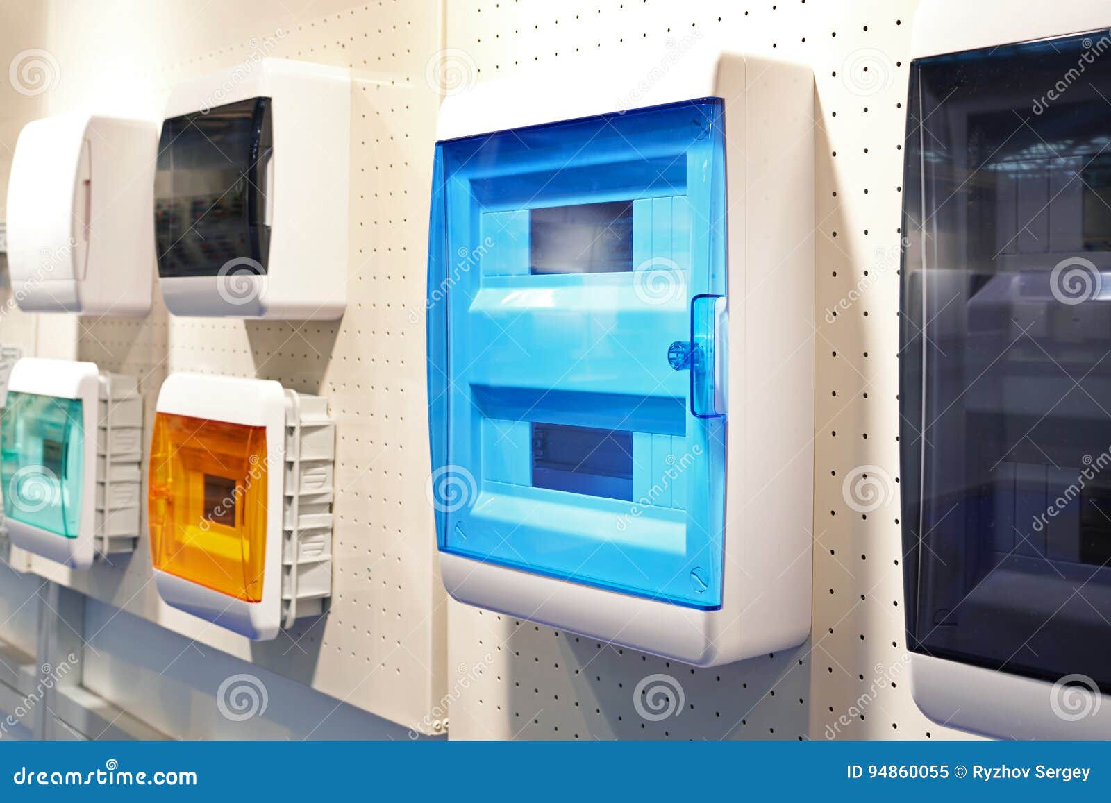 Plastic Boxes for Electrical Installation in Store Stock Image - Image ...