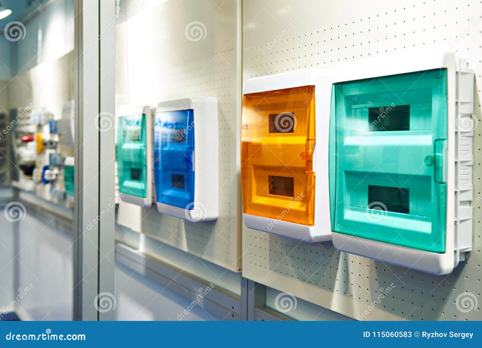 Plastic Boxes for Electrical Installation in Store Stock Image - Image ...