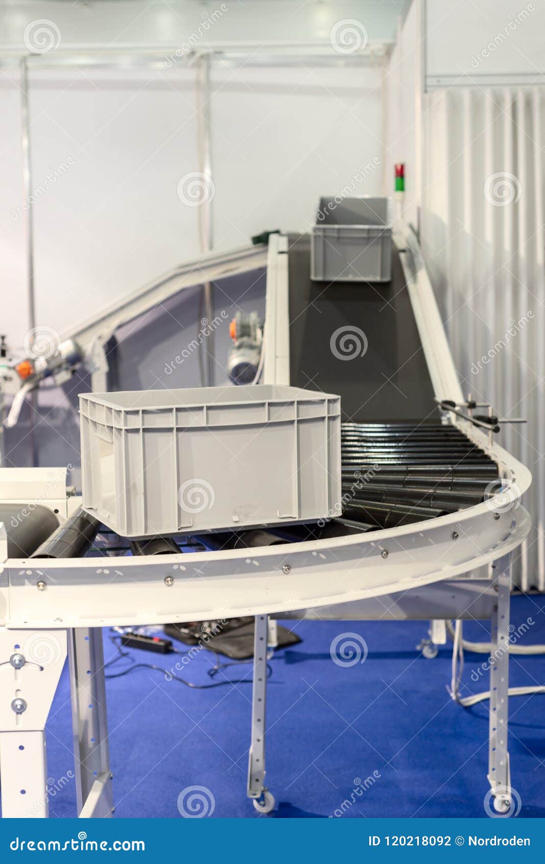 Plastic Boxes on the Roller Conveyor. Stock Photo - Image of ...