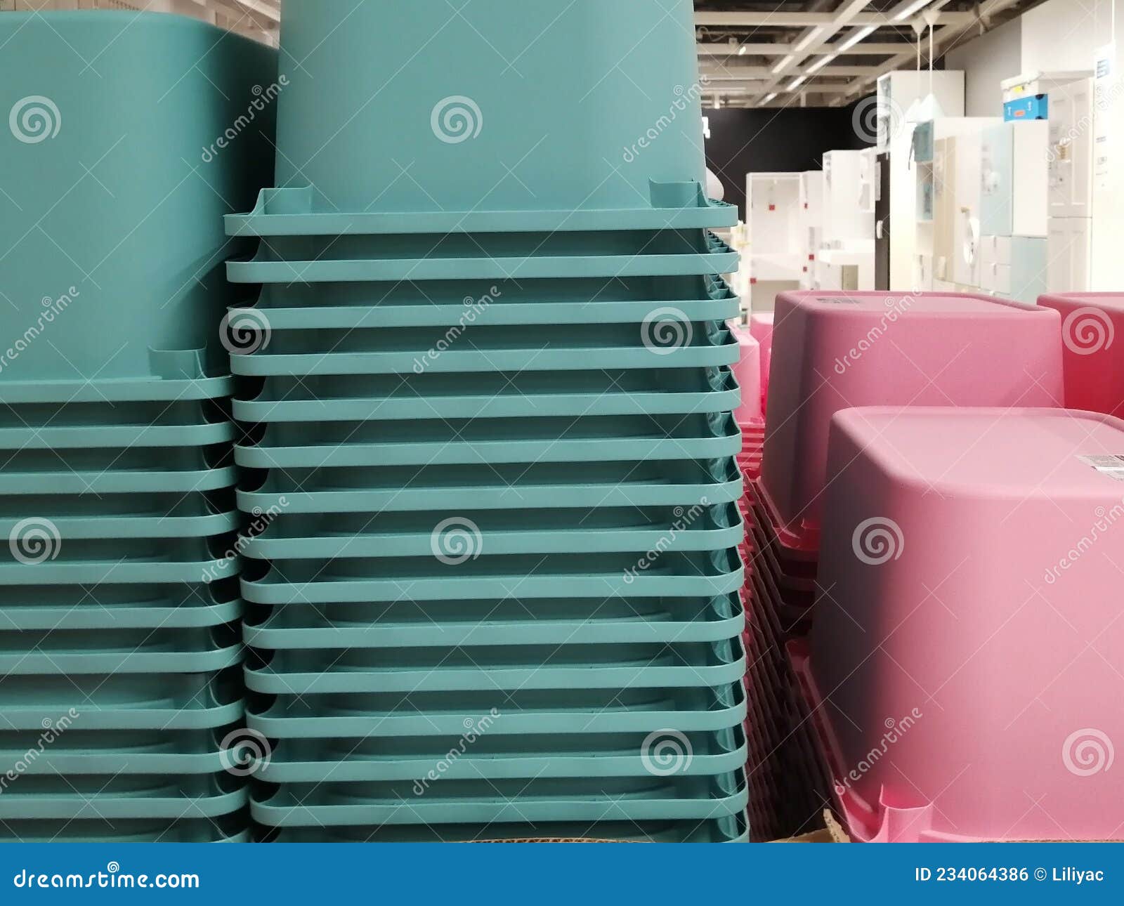 Plastic Boxes for Storing Things. Home Goods Store Stock Photo - Image ...