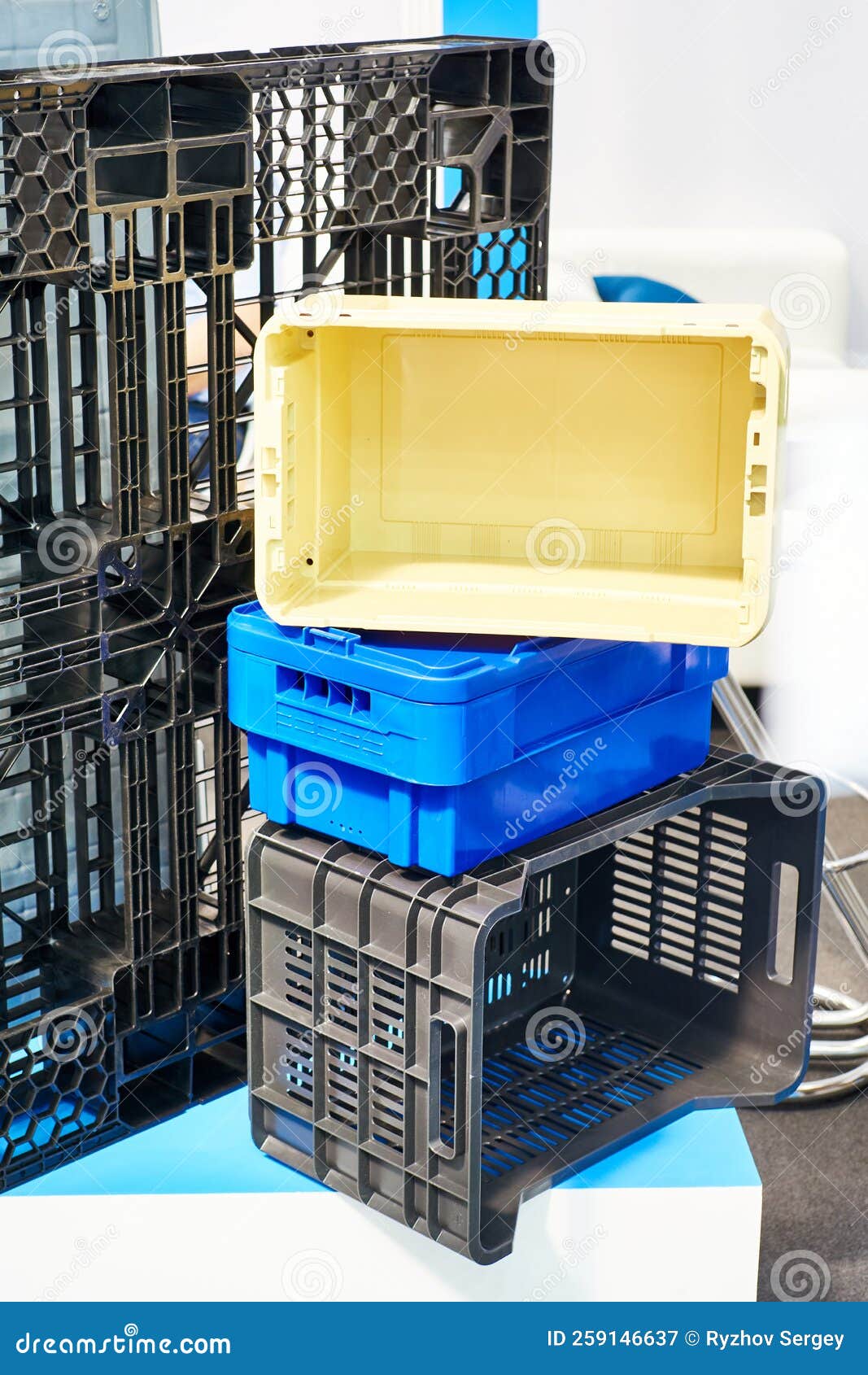 Plastic Boxes for Transportation of Goods and Trade Stock Image - Image ...