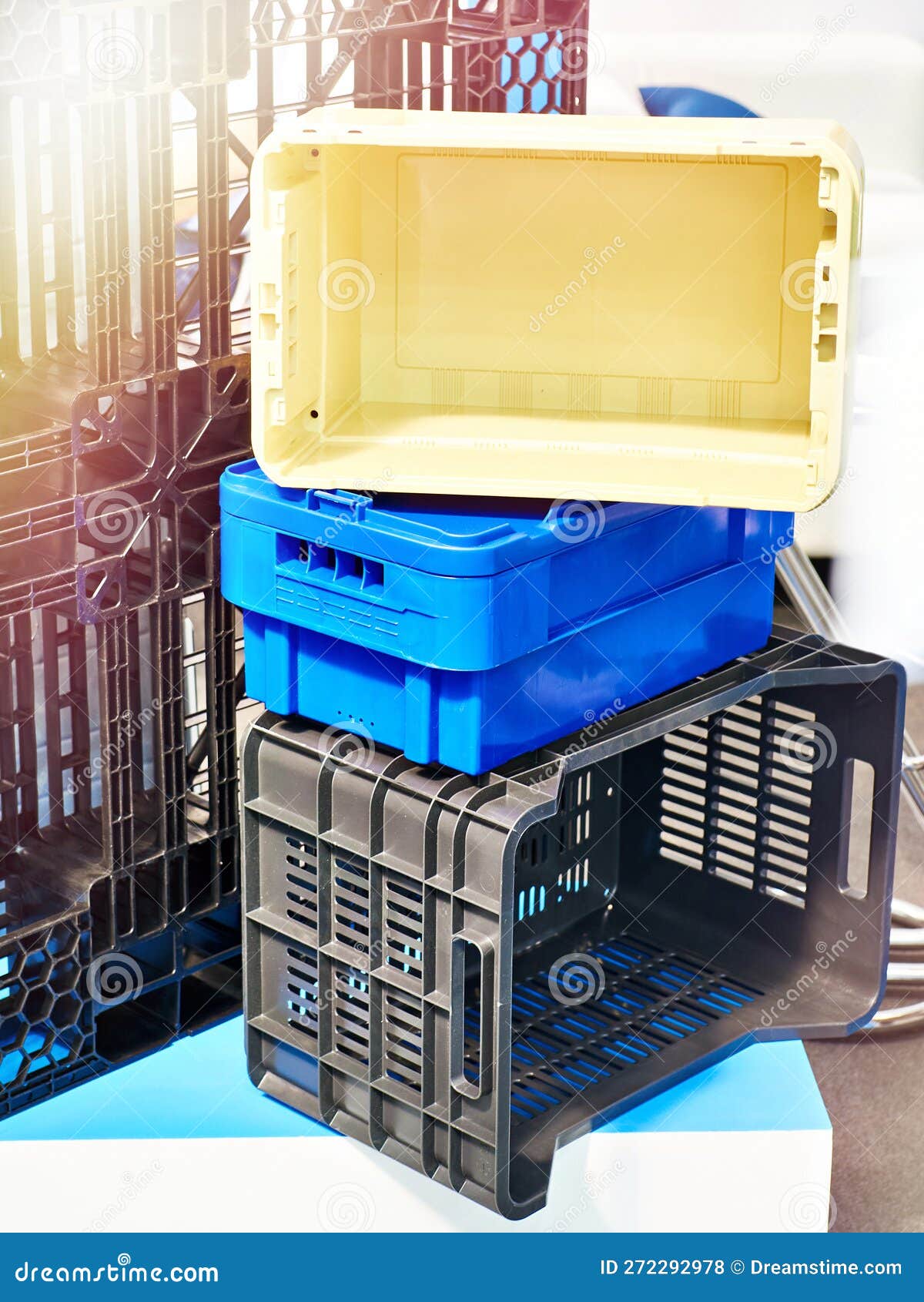 Plastic Boxes for Transportation of Goods and Trade Stock Photo - Image ...