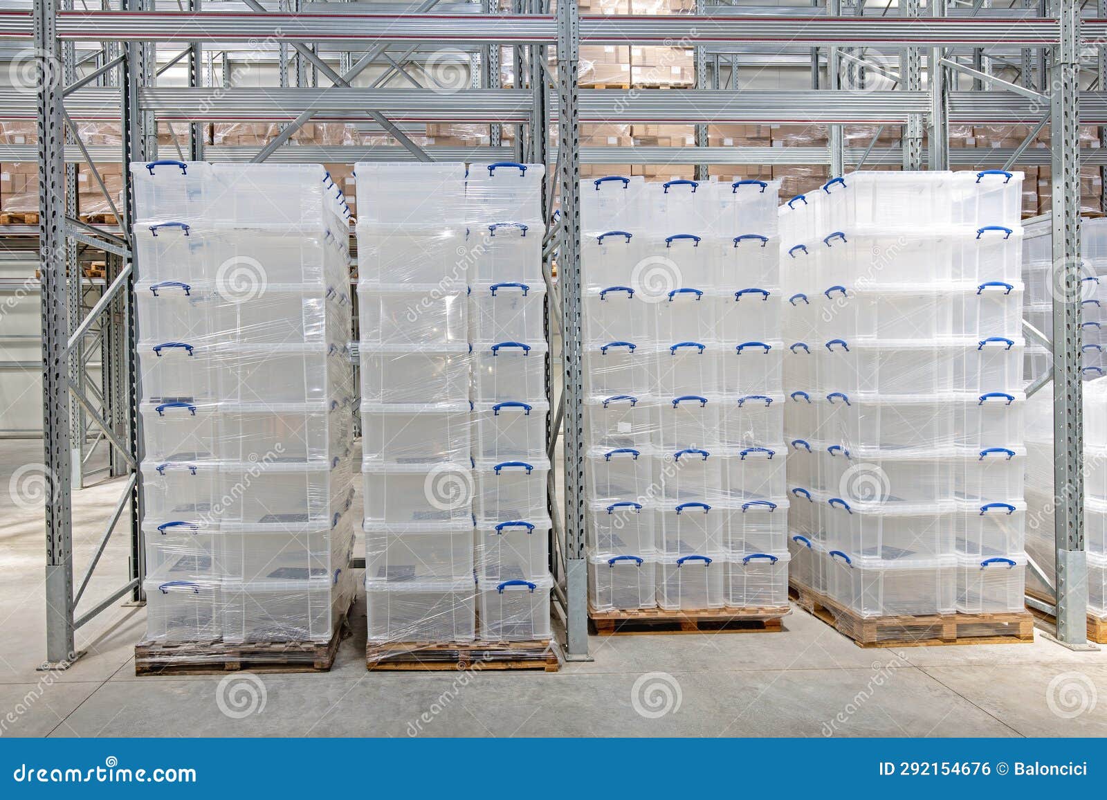 Plastic Boxes Warehouse stock photo. Image of shelf - 292154676