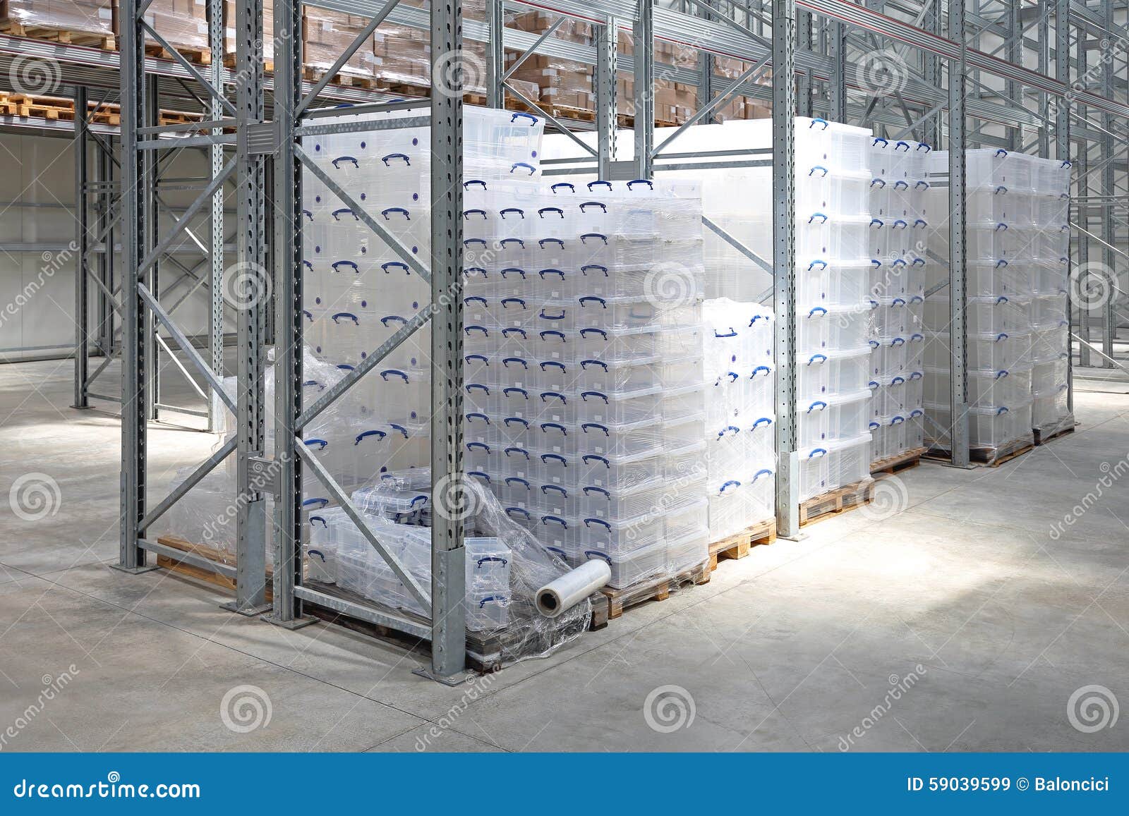 Plastic Boxes in Warehouse stock image. Image of industry - 59039599