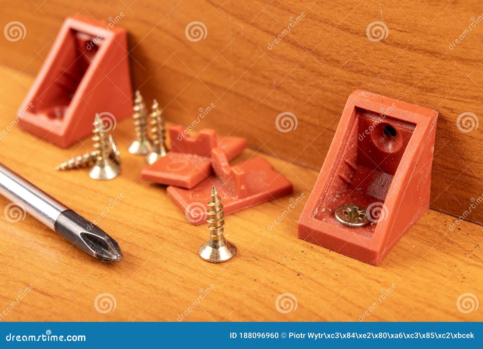 Plastic Brackets for Connecting Chipboard. Small Carpentry Work in the ...