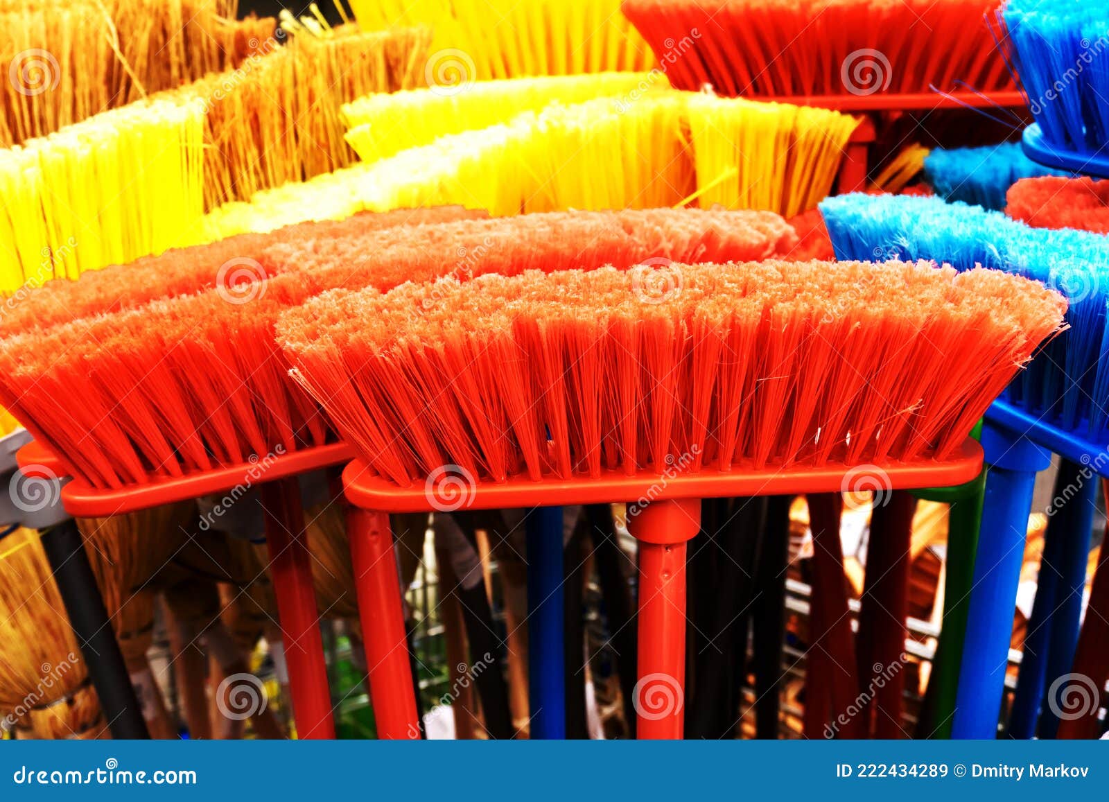 Plastic Broom. Multi-colored Polymer Brushes Stock Image - Image of ...
