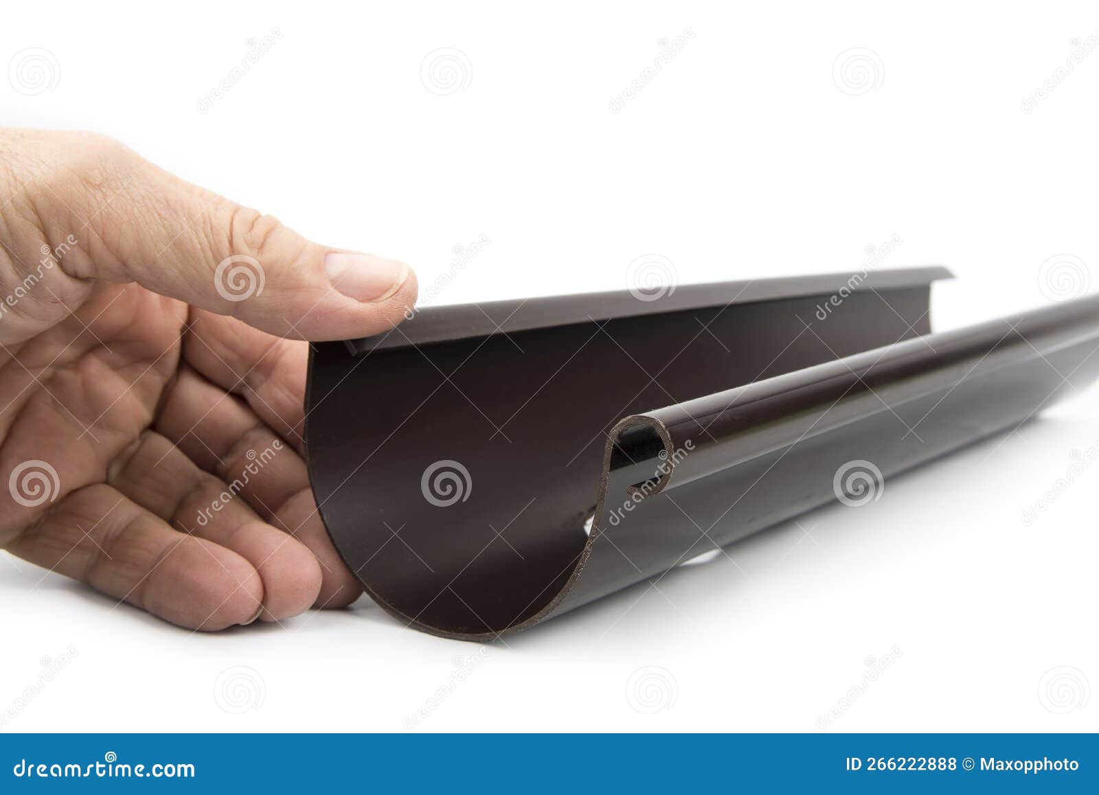 Brown New Gutter Metal System Pipe. Vertical Construction For Draining ...