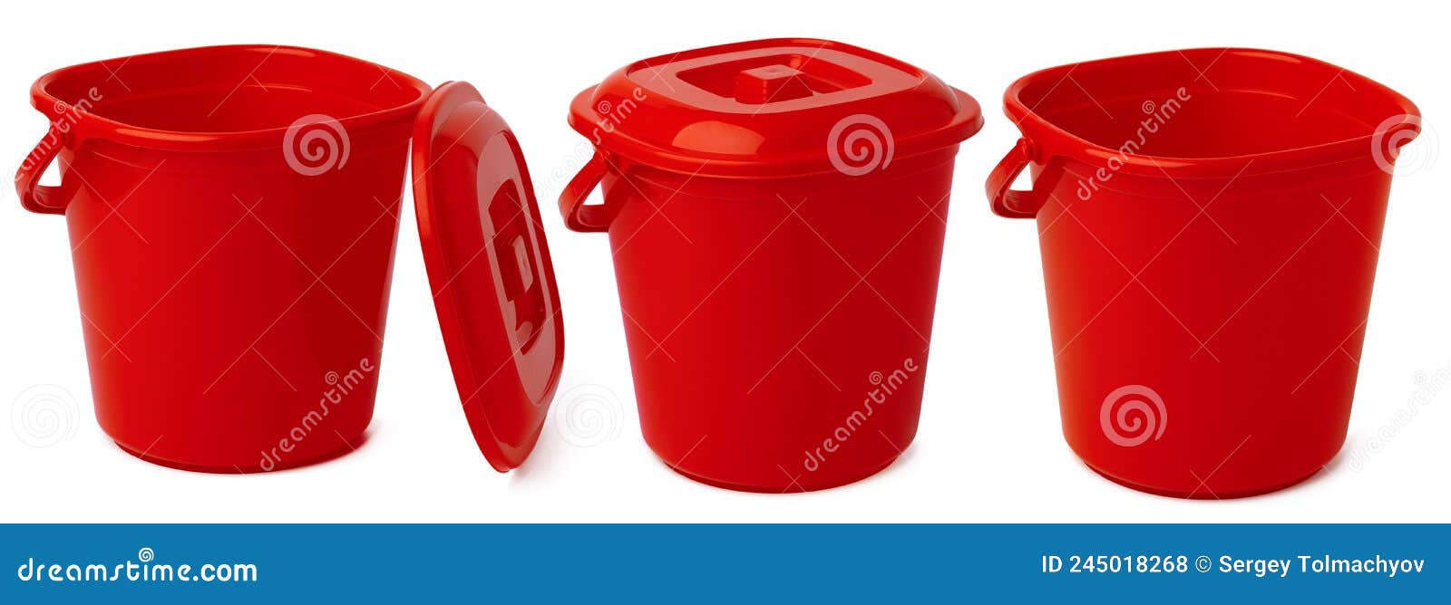 Plastic Bucket with Handle Isolated on White Background Stock Photo ...