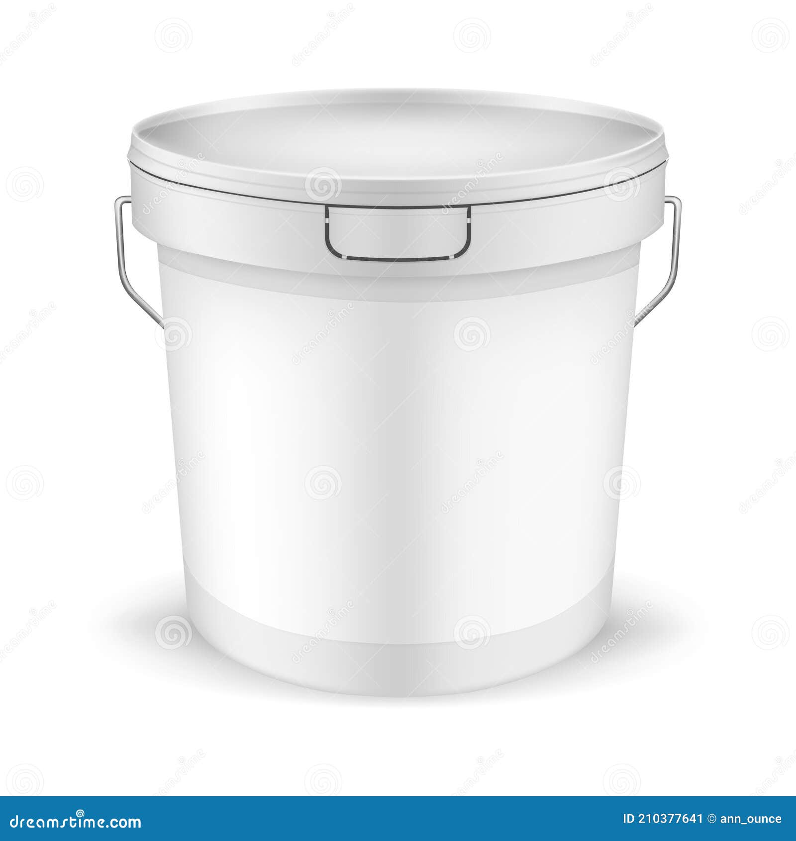 Plastic Bucket with Lid, Metal Handle and Blank Label, Vector Mockup ...